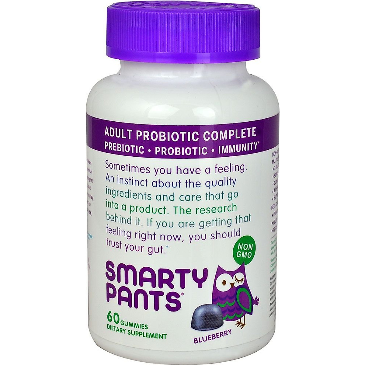 SmartyPants Men's & Women's Probiotic Immunity Gummies: Prebiotics & Probiotics for Digestive Health & Immune Support Supplement, Gluten Free, Vegan, Blueberry Flavor, 60 Count (30 Day Supply)