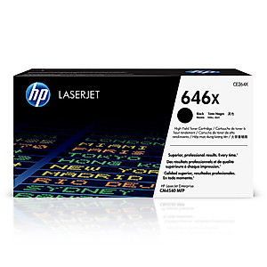Original HP 646X Black High-yield Toner Cartridge | Works with HP Color LaserJet Enterprise CM4540 MFP Series | CE264X