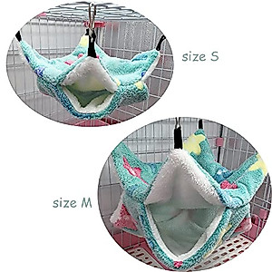 WODMB Small Pet Hammock Hanging Beds Cage Small Animal Hammock Comfortable Double-Layer Plush Cotton Hanging Cage (Color : A, Size : S Code)