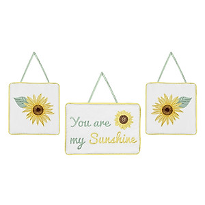 Sweet Jojo Designs Yellow, Green and White Sunflower Boho Floral Baby Girl Nursery Crib Bedding Set - 11 Pieces - Farmhouse Watercolor Flower
