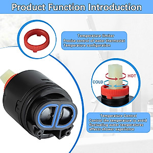 N40HKC Shower Cartridge Replacement, Faucet Cartridge Replacement, Compatible With Tub/Shower Faucet, for Shower Valve, Product height 3.07 inches 78 mm, Width 1.58 inches 40 mm