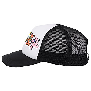 Grateful Dead Dancing Bears Foam Trucker Adjustable Snapback Hat BLK/WHT, Black/White