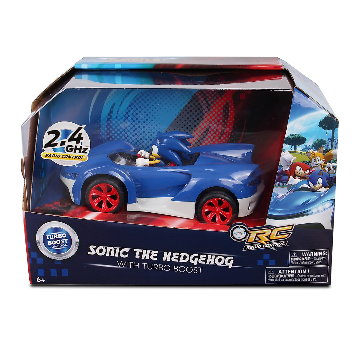 NKOK Team Sonic Racing 2.4GHz Radio Control Toy Car with Turbo Boost - Sonic The Hedgehog 601, Features Working Lights, Adjustable Front Wheel Alignment, Super Fun and Easy, Ages 6 and up