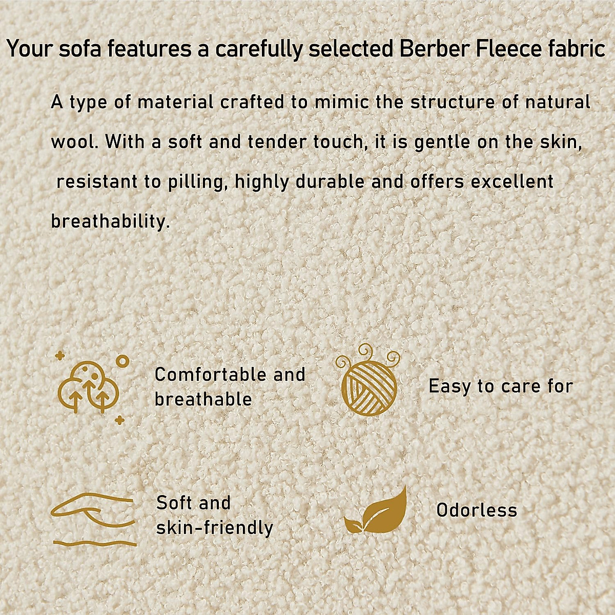 119.29“ Curved Sofa, Modern Minimalist Modular Sectional Sofa, Cloud Couch Boucle Sofa for Living Room, Bedroom, Office, No Assembly Required, Beige