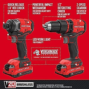 CRAFTSMAN V20 Power Tool Combo Kit, Cordless Power Tool Set, 4-Tool (CMCK420D2)