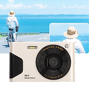 4K HD Digital Camera, 4K HD Smart Camera 2.7in TFT Screen Auto Focus 800mAh 58MP Face Recognition for for Picture Shooting (White)
