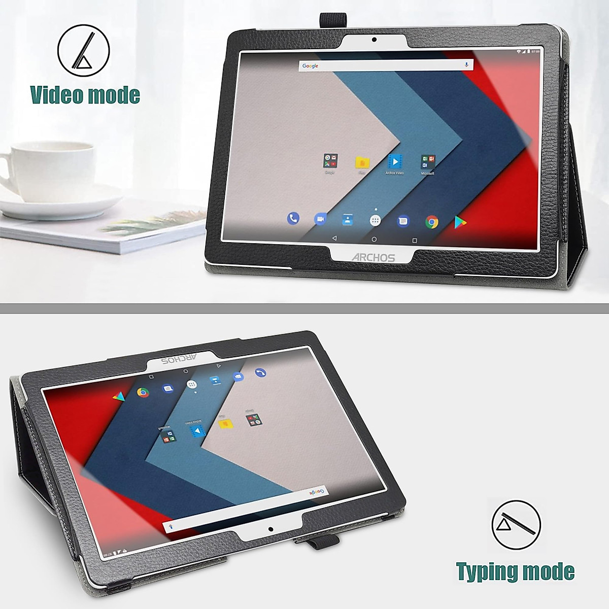 Bige for SKYPAD 10 Case, PU Leather Folio 2-Folding Stand Cover for Sky Devices SKYPAD 10 / Digiland DL1036 10" Tablets, Black