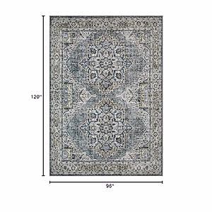 Area Rug Living Room Rugs, 8x10 Machine Washable Rug, Boho Large Rug with Non-Slip Rubber Backing, Non-Shedding Stain Resistant, Indoor Carpet for Bedroom Dining Room Nursery Home Office (Grey)