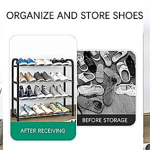 YIFEY 4-Tier Shoe Rack,Metal Standing Shoe Shelf for Bedroom Closet,Sturdy Shoe Storage for Entryway,Stackable Shoe Storage Organizer for Living Room