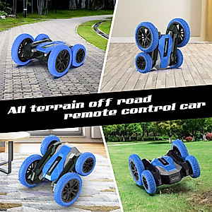 Wsiyen Toys RC Cars Remote Control Car, Double Sided 360°Rotating Stunt Car, Kids Toy with Rechargeable Battery, LEDs, 4WD, All Terrain Tires,Birthday Gifts for Boys Age 6 7 8 9-14 Year Old