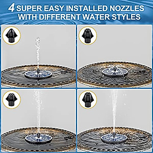 Mademax 3.5W Solar Bird Bath Fountains with 24-Hours Working, Solar and Plug-in Fountain Pump for Bird Bath with 4 Nozzles, Floating Solar Powered Water Fountain Pump for Bird Bath, Garden, Pond, Pool