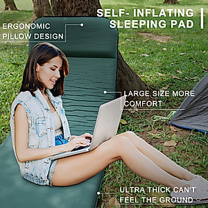 ELECINNOV Self Inflating Sleeping Pad for Camping with Electric Pump 3.14" Ultra-Thick Memory Foam Camping Mats 9.5 R-Value Insulated Camping Pad Air Mattress with Pillow for Car Camping