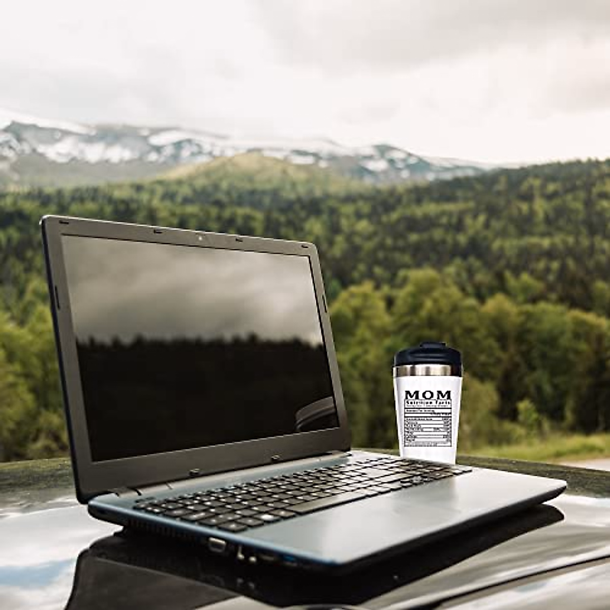 Mom Nutritional Facts Mug , Funny Coffee Mug For Mother Travel Mug Tumbler With Lids Coffee Cup Vacuum Insulated Stainless Steel Water Bottle 15 Oz