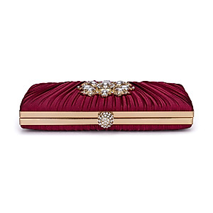 Mulian LilY M279 Evening Bag for Women, Pearl Flower Wedding Evening Clutch Purse Bride Floral Clutch Bag Burgundy