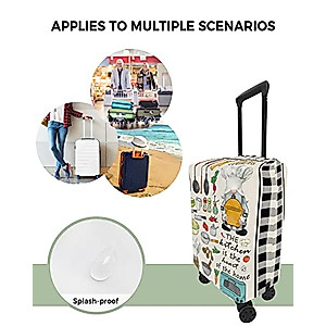 Travel Luggage Cover Cooking Utensils Pots and Pans Gnome Black and White Buffalo Plaid Anti-Scratch Luggage Protector Personalized Washable Suitcase Cover/Protector with Zipper Fits 19-21in Luggage