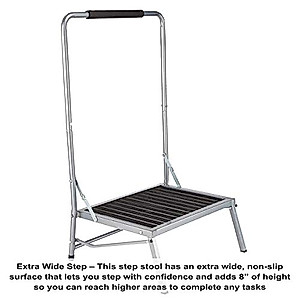 LivingSURE Extra Wide Step Stool with Handle, 20” x 15.6” x 38.4”