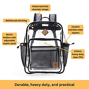 Extra Thick Clear Backpack, Transparent School Book Bag Boys and Girls, See Through Bags for for Adults, TPU Bookbags