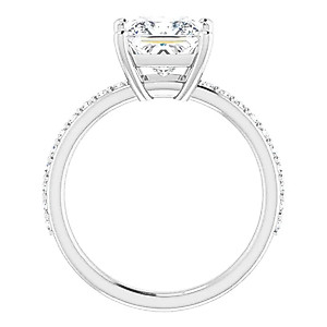 JEWELERYIUM 2 CT Princess Cut Colorless Moissanite Engagement Ring, Wedding/Bridal Ring Set, Solitaire Halo Style, Solid Sterling Silver Vintage Antique Anniversary Bridal Rings Gift for Her (7.5)