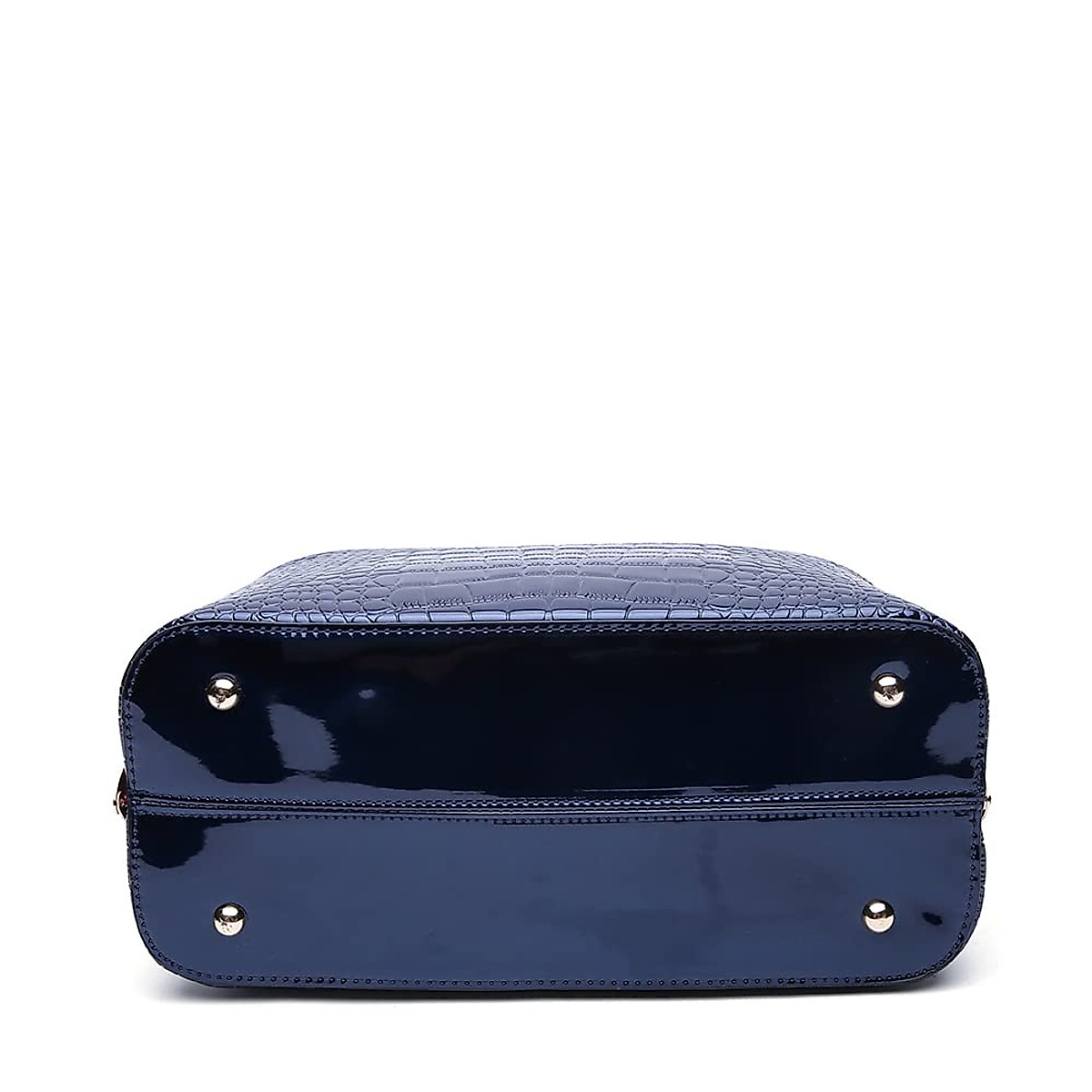 Style Strategy green patent leather purses for women Crocodile Textured Shoulder handbag with kiss lock Satchel crossbody for women