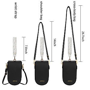 Sunwel Fashion Trendy Cell Phone Bag 5 Card Slots Mini Crossbody Bag Phone Purse Detachable Wristlet for Women Girls