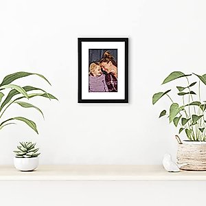 Americanflat 6x8 Picture Frame with Shatter-Resistant Glass - Use as 4x6 Frame with Mat or 6x8 Frame Without Mat - Streamline Collection - Thin Photo Frame for Wall and Tabletop Display - Black