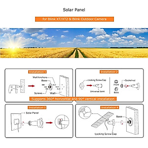 Solar Panel for Blink Camera Outdoor,2W Blink Camera Solar Panel Compatible with Blink Outdoor,XT2/XT Camera&SimpliSafe Camera(Not Included),IP66 Blink Outdoor(3rd Gen) with Rubber Plug (1 Pack)