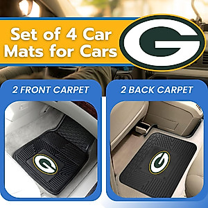 Fanmats Green Bay Packers Set of 4 Car Mats for Cars, SUV, Pickups - All Weather Technology Protection, Deep Reservoir Design, Universal Fit - 3D NFL Team logo - 29”x17” Front - 14”x17” Rear Mat