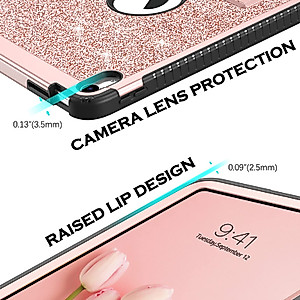 YINLAI Case for iPad 10th Generation, iPad Case 10th Generation 2022 10.9-Inch Kid Girl Women Slim Stand Glitter Bling Shockproof Protective Cover for iPad 10th Gen A2696/A2757/A2777, Rose Gold/Pink