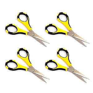 EK Tools Cutter Bee Scissors, 4 pack, Black and Yellow, Multi Pack Scissors for Fabric, Embroidery, Crafting, Herbs, Gardening, Office, Home, and All Purpose