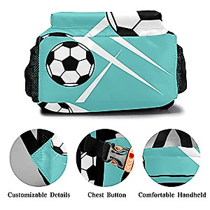 Urcustom Custom Kid Backpack, Sport Soccer Player Number Team Name Teal Personalized School Bookbag with Your Own Name, Customization Casual Bookbags for Student Girls Boys