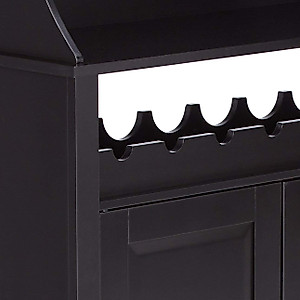 Kings Brand Furniture Wood Wine Rack Buffet & Storage Cabinet, Black, WR1345