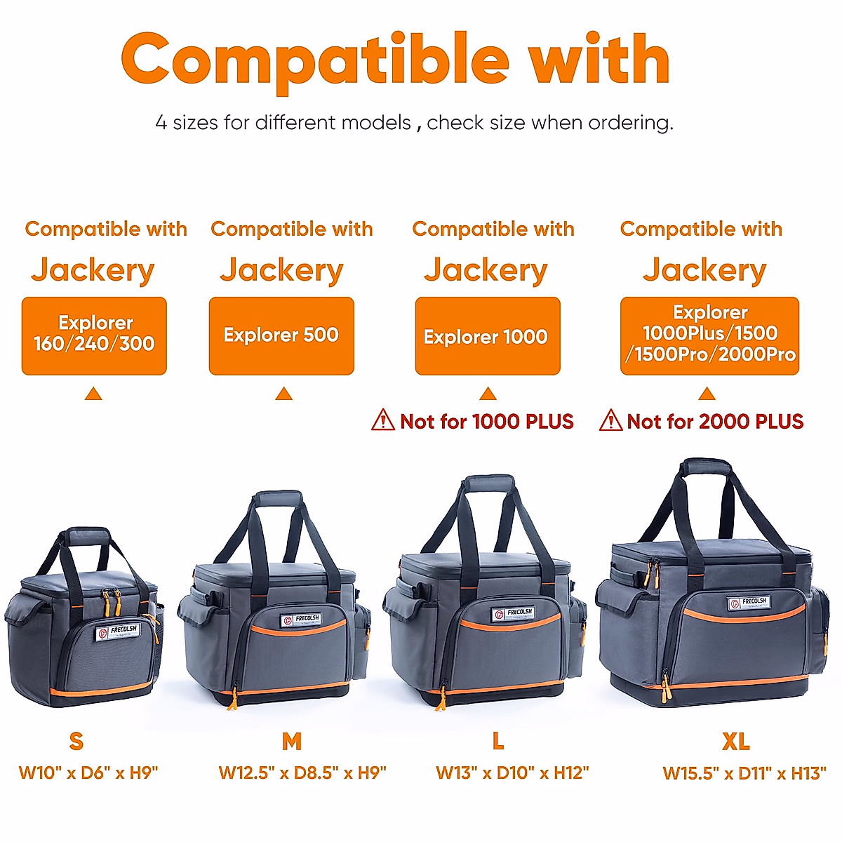 FRECOLSH Travel Carrying Case Compatible with Jackery Explorer 1500, Portable Power Station Storage Case with Water- proof Bottom and Pocket for Jackery Accessories Solar Generator, Storage Bag Only