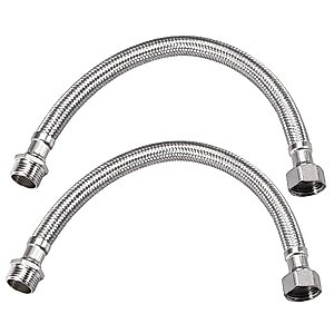 uxcell Faucet Supply Line Connector G1/2 Female x G1/2 Male 16 Inch Length 304 Stainless Steel Hose 2Pcs
