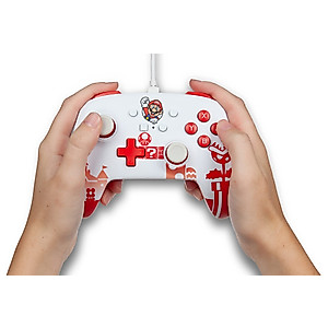 PowerA Enhanced Wired Controller for Nintendo Switch - Mario Red/White, Gamepad, game controller, wired controller, officially licensed (Nintendo Switch)
