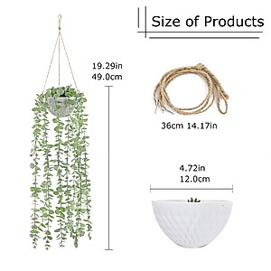 RED SECRET R 2 Pcs Artificial Hanging Plants Fake Eucalyptus Leaves Plants Faux Greenery Vines Hanging Planter Garden Bathroom Bedroom Indoor Outdoor Home Decor