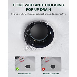 Matte Black Waterfall Bathroom Sink Faucet - HEISOK 4 Inch Bathroom Faucet with Overflow Pop Up Drain & Supply Hose, Stainless Steel 2 Handles Centerset Lavatory Vanity Bath Faucet for 2 or 3 Hole