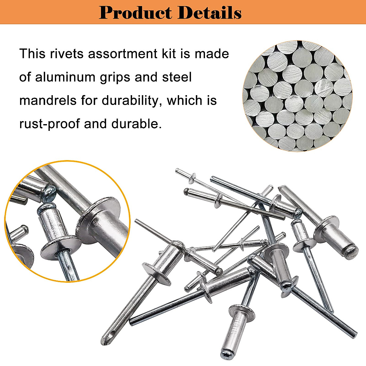 Sunxeke 500pcs Pop Rivets Aluminum Rivets Assortment Kit (3/32 1/8 5/32 3/16 1/4inch),14 Sizes Assorted Blind Rivets for Assembling RV,Furniture and Plastic Frame Windows(Silver)