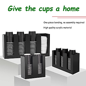 Tirifer Disposable Paper Cup Dispenser, Acrylic Coffee Cup and Lid Storage Organizer Holder, Coffee Milk Tea Shop Restaurant Accessories Christmas Party Supplies, 3 Compartments