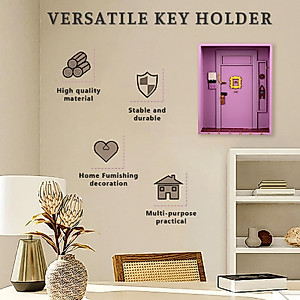 Qivine Friends Key Holder,Door Frame for Wall TV Show Merchandise Keychain Holder Door Hanger with 6 Metal Hooks for Wall Entryway,Bathroom,Living Room (Purple)