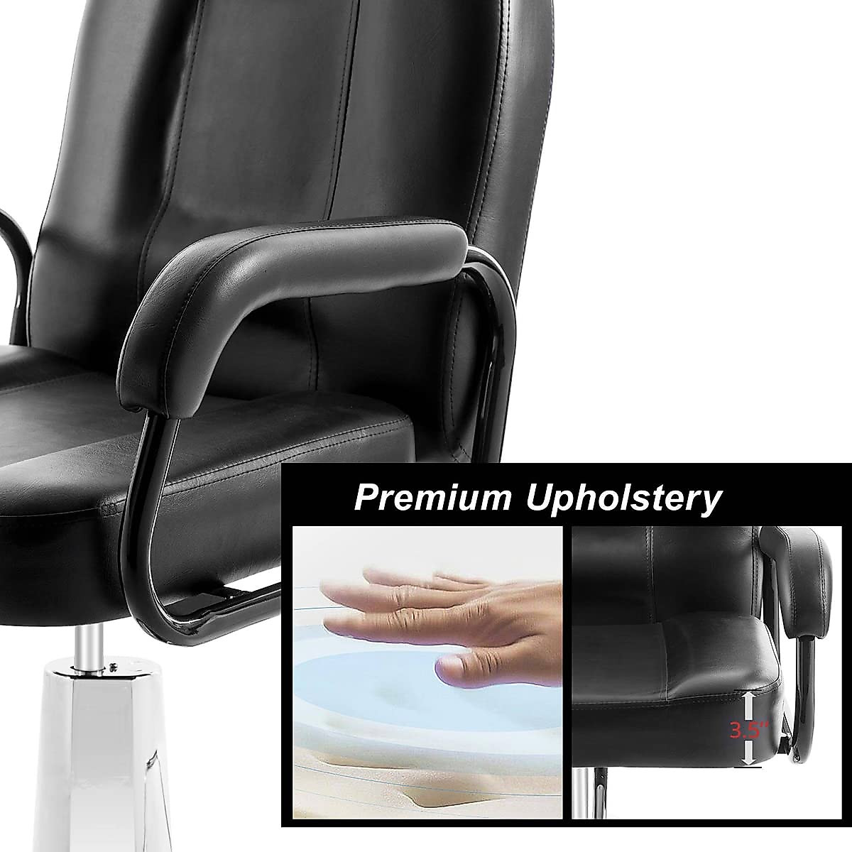 Barbers Chairs, Heavy Duty Hydraulic Reclining Salon Chair Spa Furniture Shampoo Reclining Extra Wider Seat Beauty Hair Salon Equipment