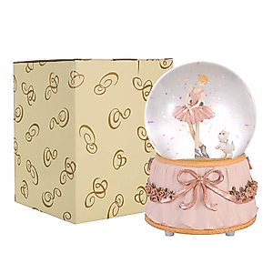 Dreameizor Ballerina Snow Globe, Plays Traditional Music Greensleeves, Rotating and Mechanical Real Glass Snowglobe Gift for Adult Women, Wife, Daughter and Granddaughter, Gift Box Packed