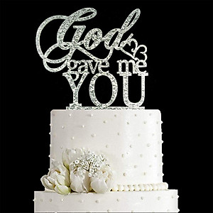 God Gave Me You Wedding Cake Topper for Wedding/Engagement/Marriage Party Decorations (Silver Glitter Acrylic)
