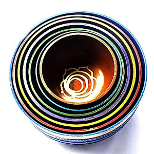 Chakra Healing Tibetan Singing Bowl Set~ Seven Chakra Color with Symbols ~Sizes from 2.5" to 5” for Meditation,Sound Healing, Sound Therapy & Mindfulness ~ Mallets, Cushions & Carrying Case included