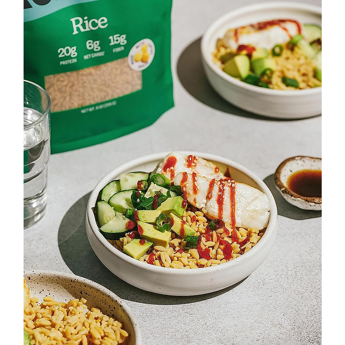 Kaizen Low Carb Keto Rice - Gluten-Free, High Protein (20g), Keto Friendly, Plant Based, Made with High Fiber Lupin Flour - 8 ounces (Pack of 3)