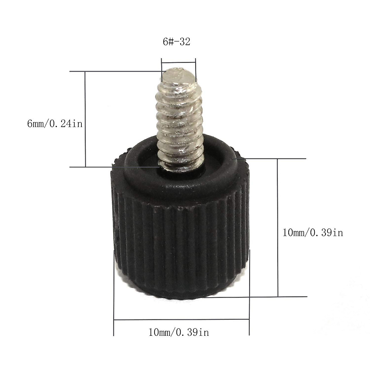 RuiLing 20pcs 6#-32 * 6 PC Case Thumb Screws Phillips Head Toolless Adjustment Hand-Tighten Computer Screw Black