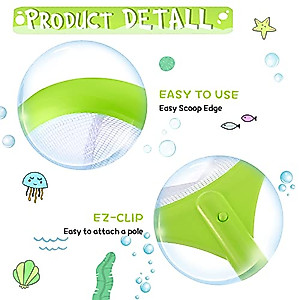 Pool Leaf Skimmer with 17-26 Inch Premium Pole, Pool Leaf Cleaner Net & Portable Swimming Pool Deep Rake Net,Fine Mesh Net, for Outdoor & Indoor Swimming Pools,Hot Tub, Fish Ponds and Spas(Green)