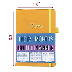 12 Months Undated Planner Daily Weekly And Monthly Hourly Scheduling to Hit Your Goals,8.3 x 5.8" Faux Leather Hardcover, Start Any Time (orange)