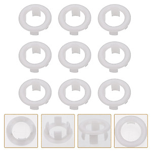Cabilock 60Pcs washbasin overflow hole kitchen sink overflow ring strainer for sink bath tub accessories sink strainers sink overflow hole cover bath sink round plastic white bathroom basin