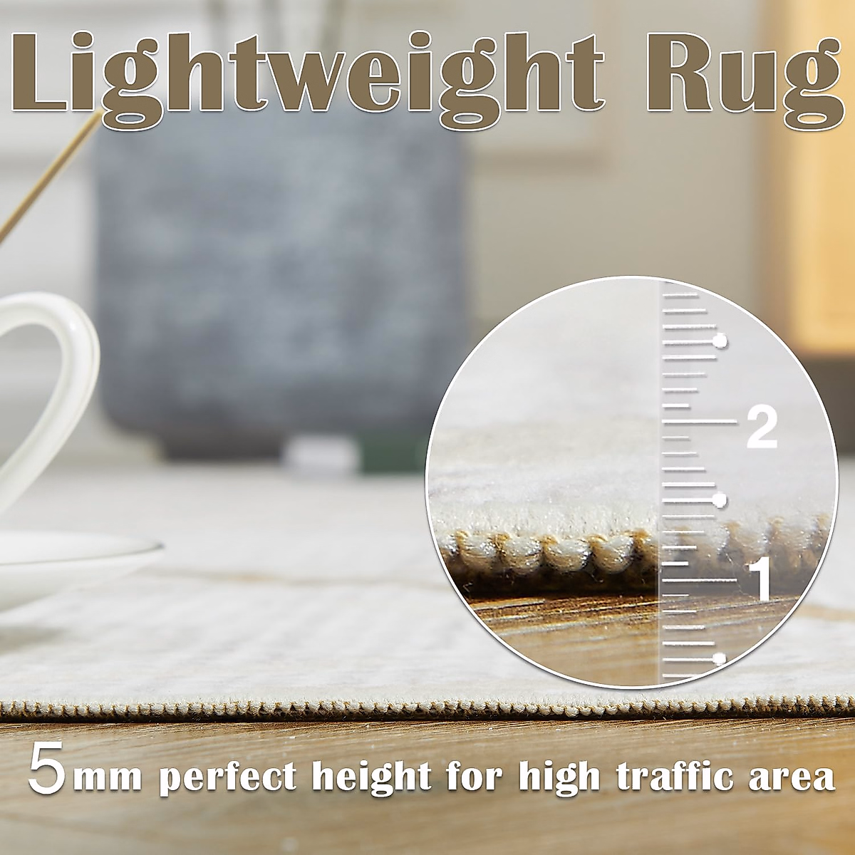 jinchan Area Rug 5x7 Modern Washable Rug Abstract Rug Geometric Grid Non Slip Accent Rug Thin Rug Indoor Floor Cover Beige Lines Contemporary Soft Rug Carpet Kitchen Living Room Bedroom Dining Room