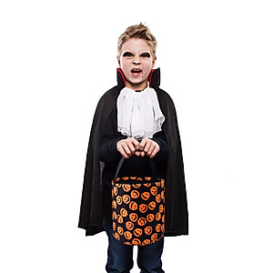 Jolly Jon Halloween Trick or Treat Bags - Kids Candy Bucket Tote Bag - Pumpkin Design on Black Basket - 9.5 x 9 inches